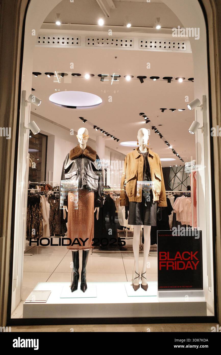 H&M storefront and signage in Rome, Italy on November 28, 2025. (Photo ...