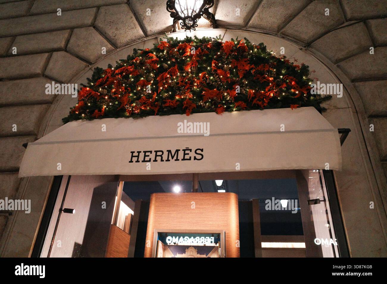 Hermès storefront and signage in Rome, Italy on November 28, 2025 ...