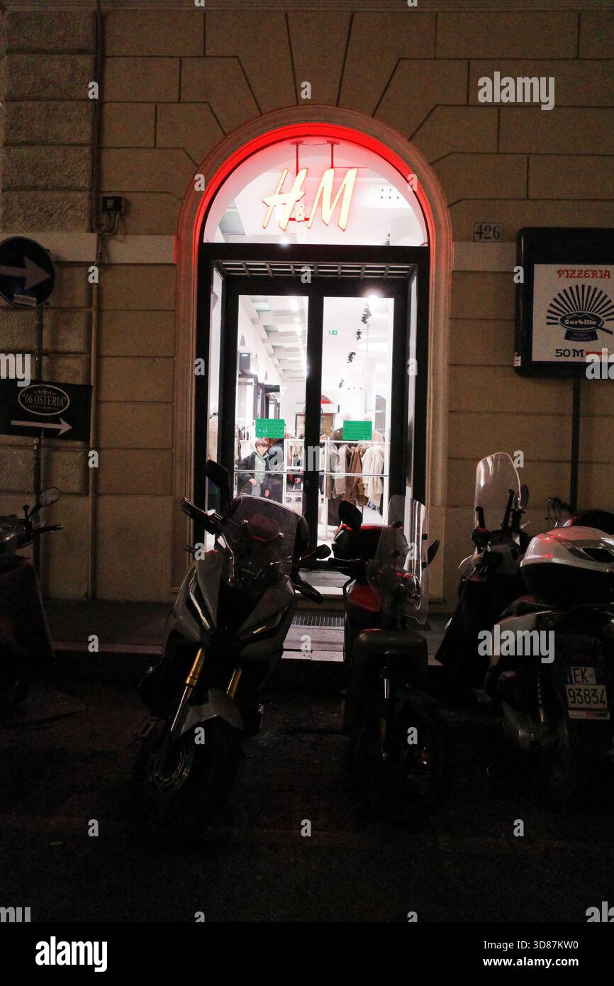 H&M storefront and signage in Rome, Italy on November 28, 2025. (Photo ...