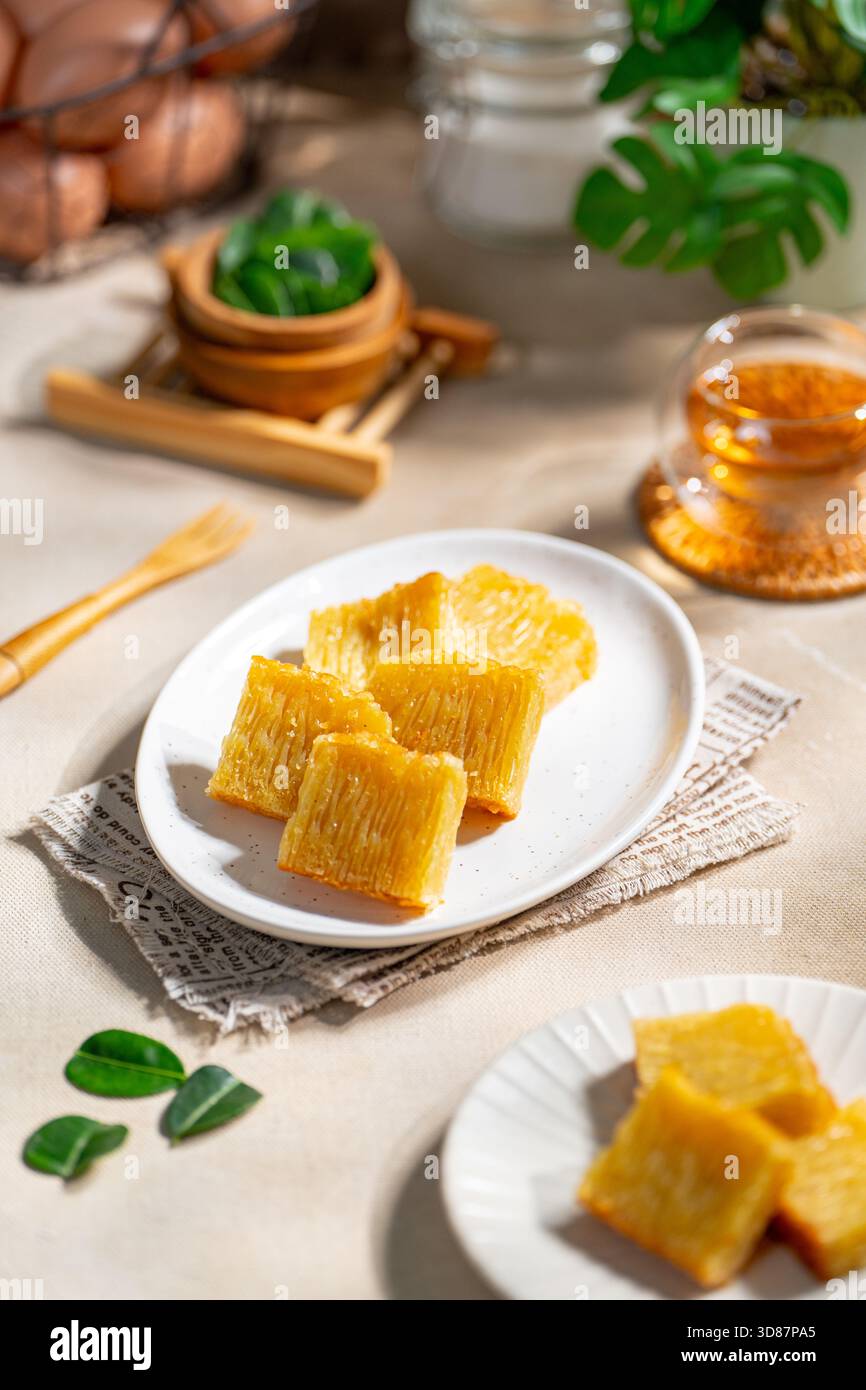 Bika ambon or golden cake or golden kuih bingka in Singapore, is an ...
