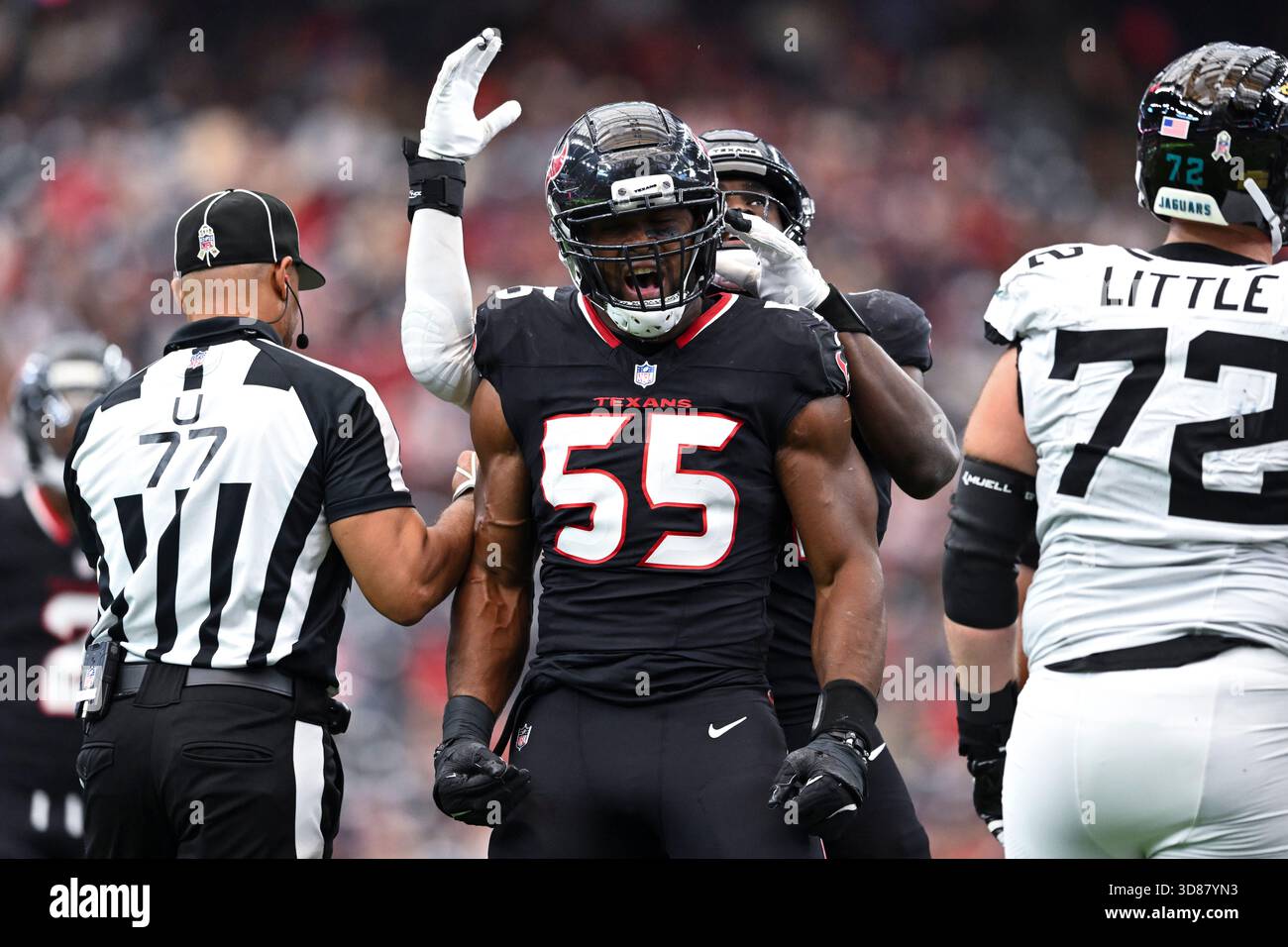 Houston Texans defensive end Danielle Hunter (55) reacts during the ...