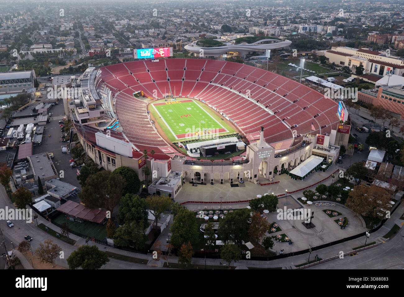 A general overall aerial view of the Los Angeles Memorial Coliseum ...