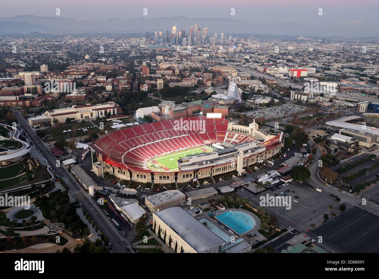 A general overall aerial view of the Los Angeles Memorial Coliseum ...