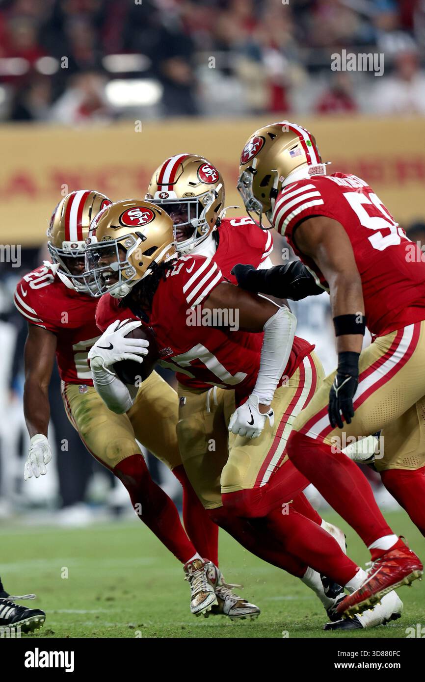 San Francisco 49ers safety Ji'Ayir Brown (27) reacts after an ...