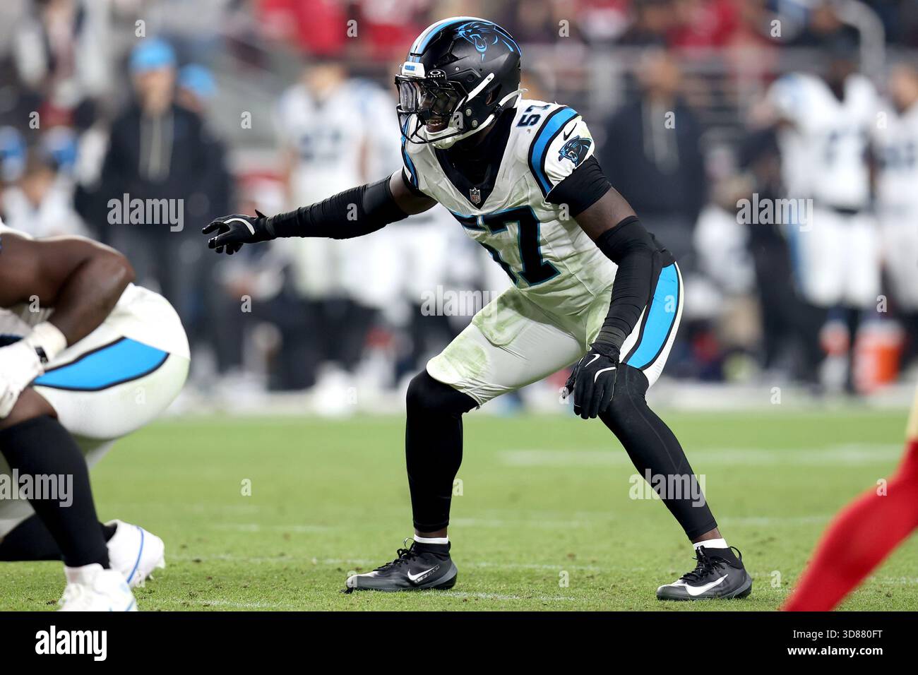 Carolina Panthers linebacker Bam Martin-Scott (57) signals during an ...
