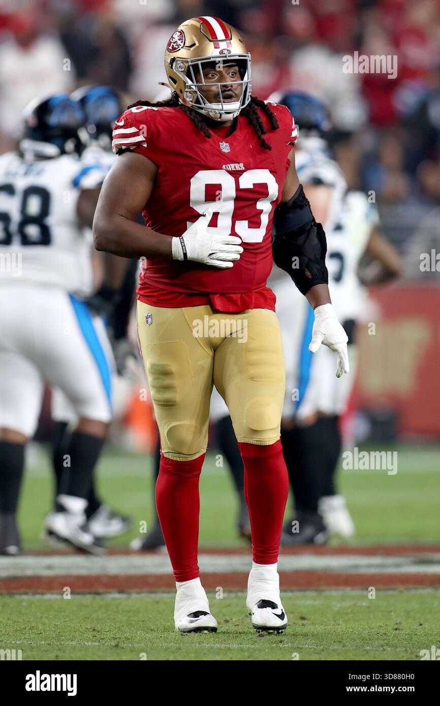 San Francisco 49ers defensive tackle Kalia Davis (93) gestures during ...