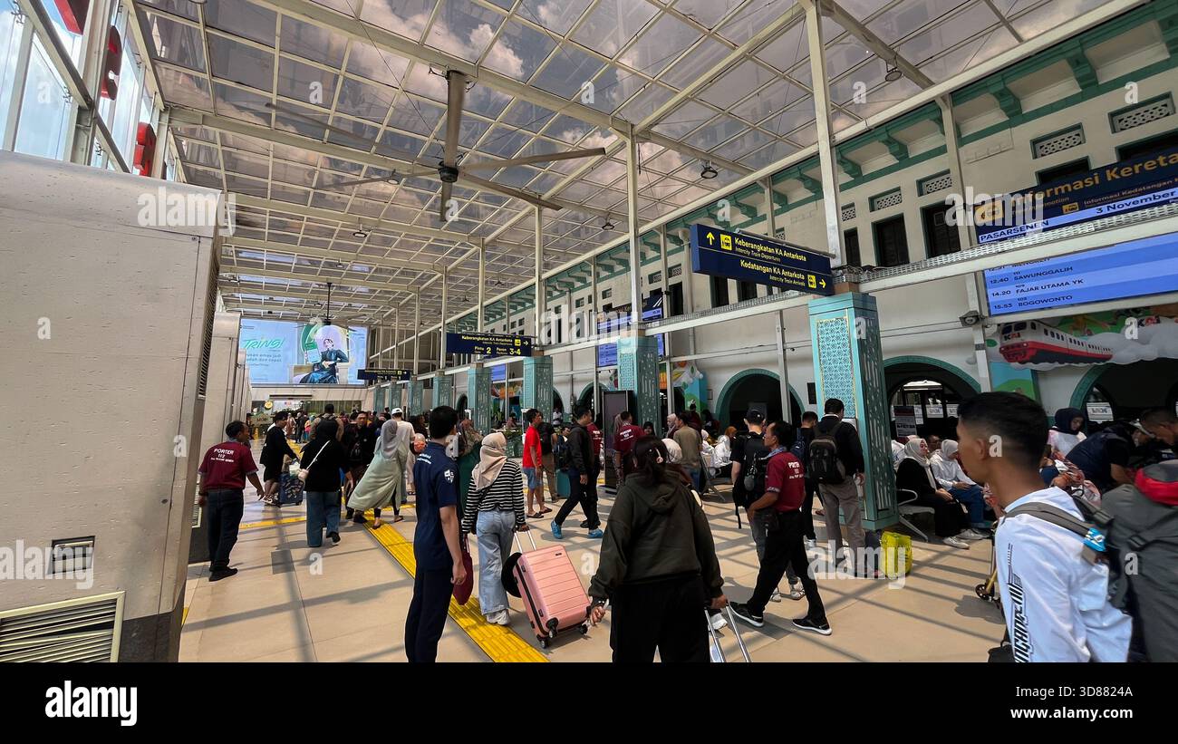 Jakarta, Indonesia - November 17, 2025 Pasar Senen station is busy with ...