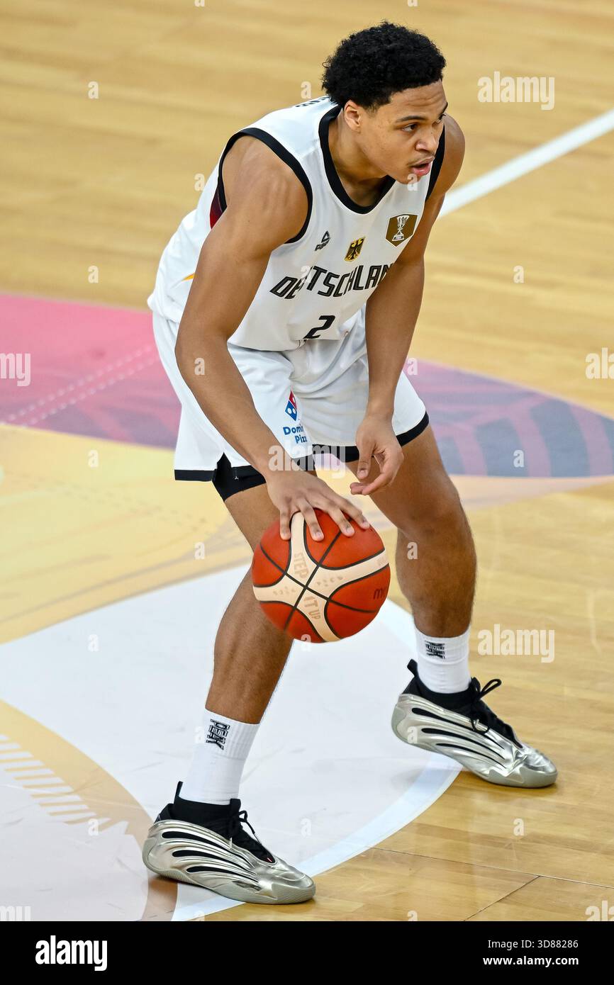 28 November 2025, Bavaria, Neu-Ulm: Basketball: World Cup qualifier, Germany - Israel, Europe ...