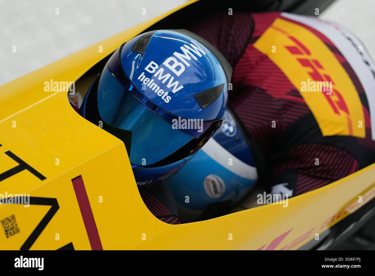 Johannes Lochner and Georg Fleischhauer of Germany speed down the track ...