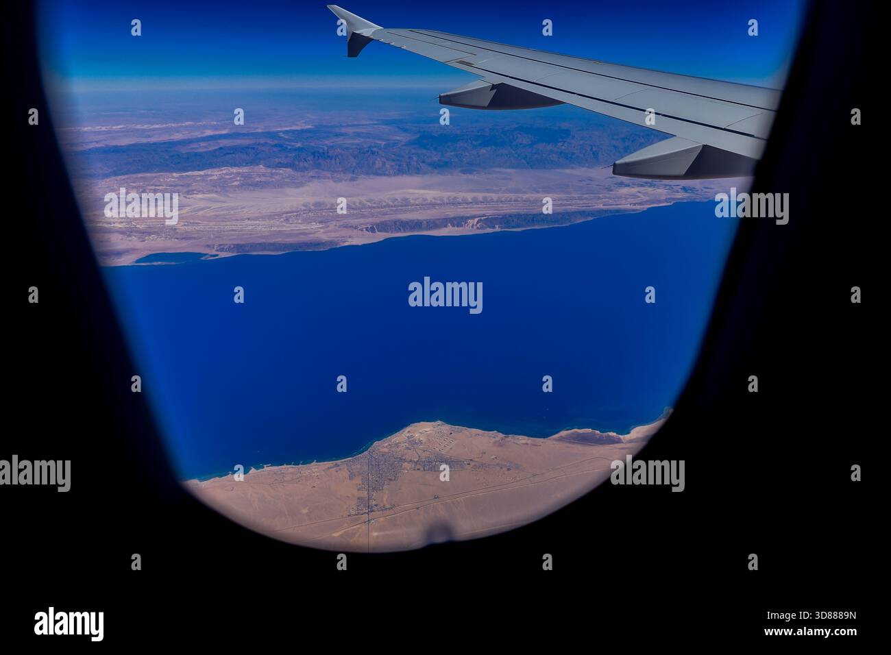 Aerial view from an airplane over Ras Ghareb one of Egypt's leading oil ...