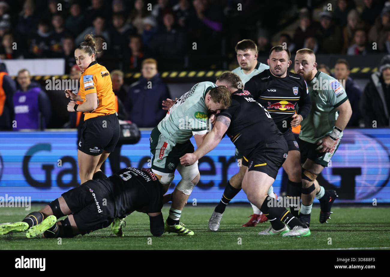 Murray McCallum Of Newcastle Red Bulls high tackles Tommy Reffell of ...