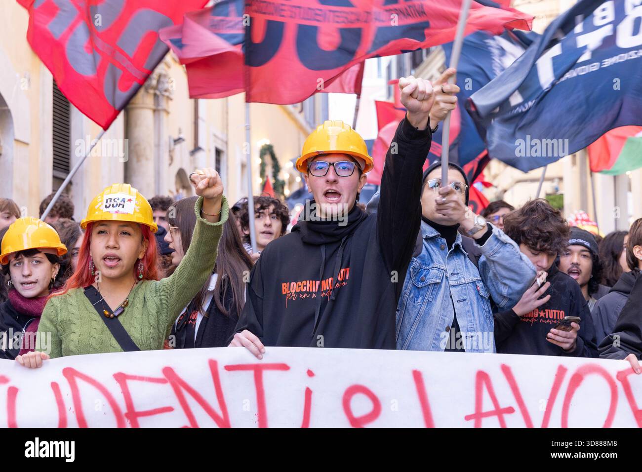Student march in Rome on the occasion of the general strike against the ...
