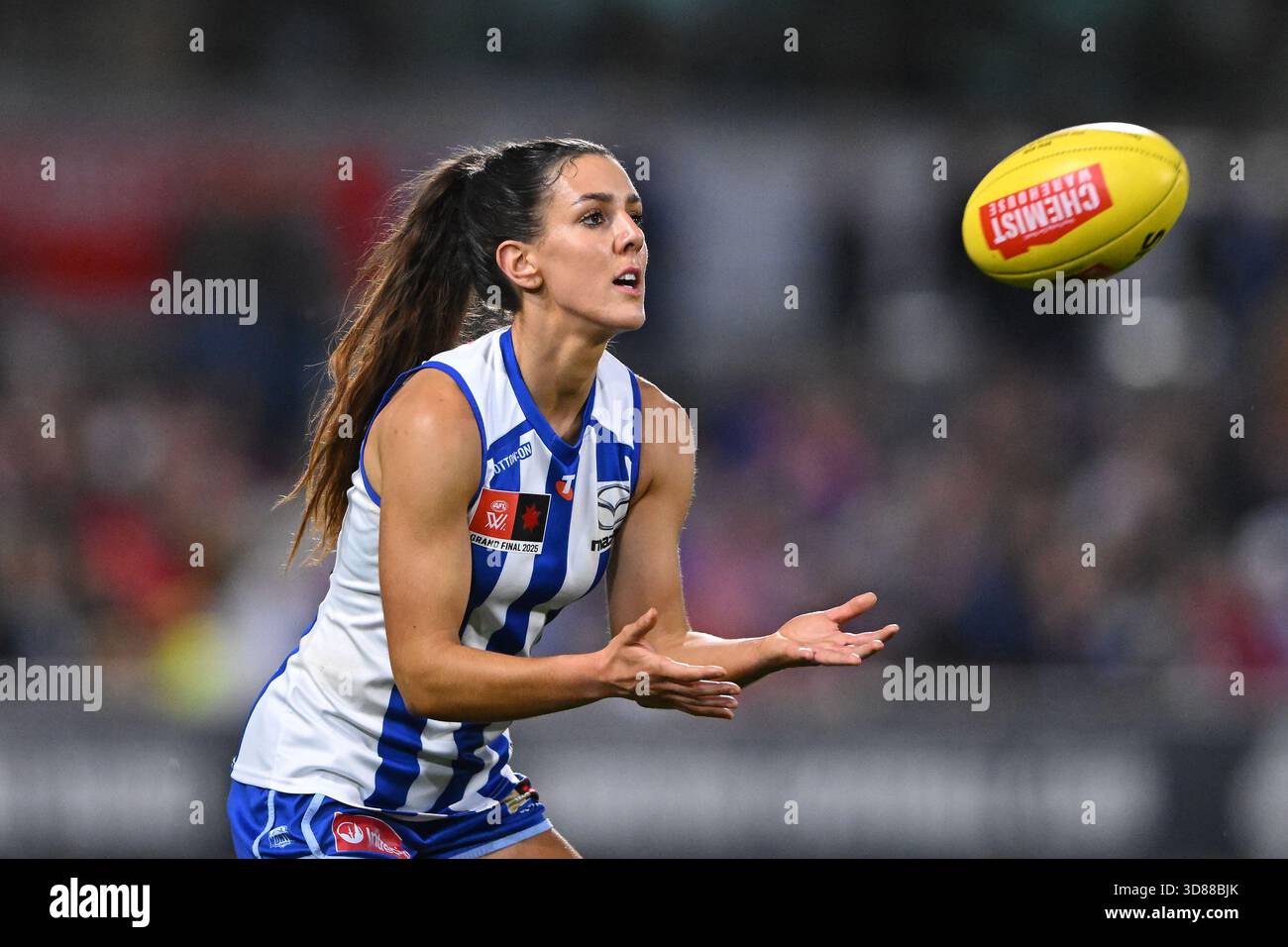 Erika O'Shea of the Kangaroos marks the footy during the AFLW Grand ...