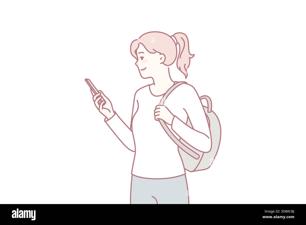 Happy millennial people using smartphone Stock Vector Images - Alamy