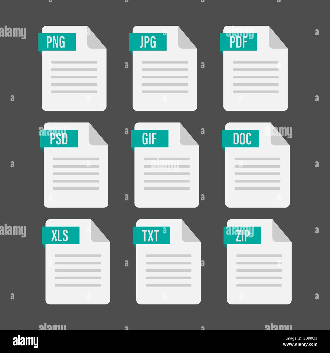 File format icons. Digital document vector. Graphic extension symbols ...