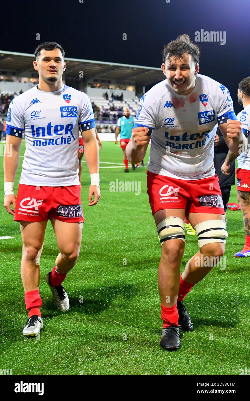 Aurelien Barreau of Aurillac and Mael Perrin of Aurillac during the Pro ...