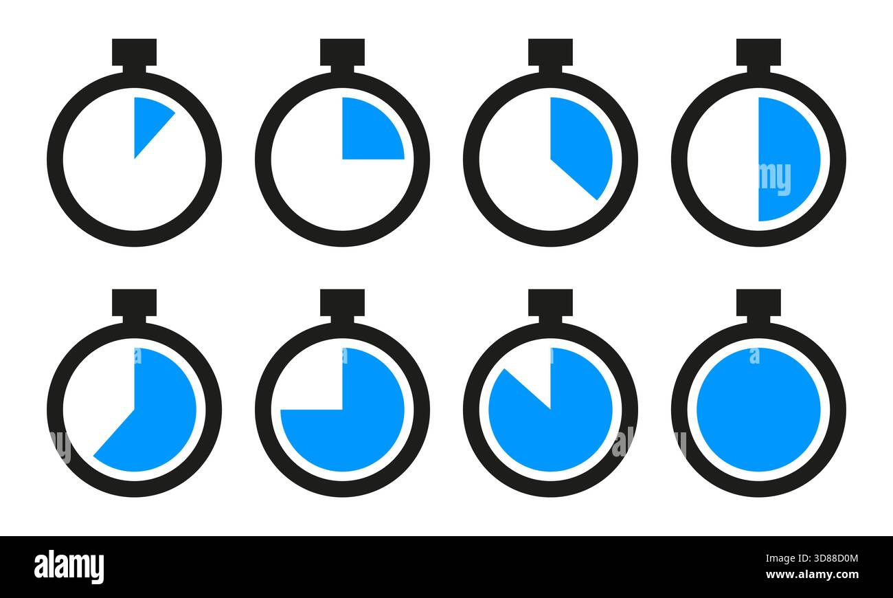 Timers icon set. Countdown clock symbol. Time measurement Vector. Alarm ...
