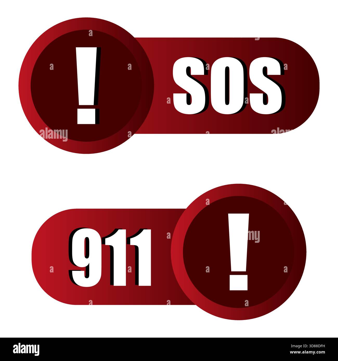 SOS emergency icon. Nine eleven button. Two rescue buttons. Vector ...