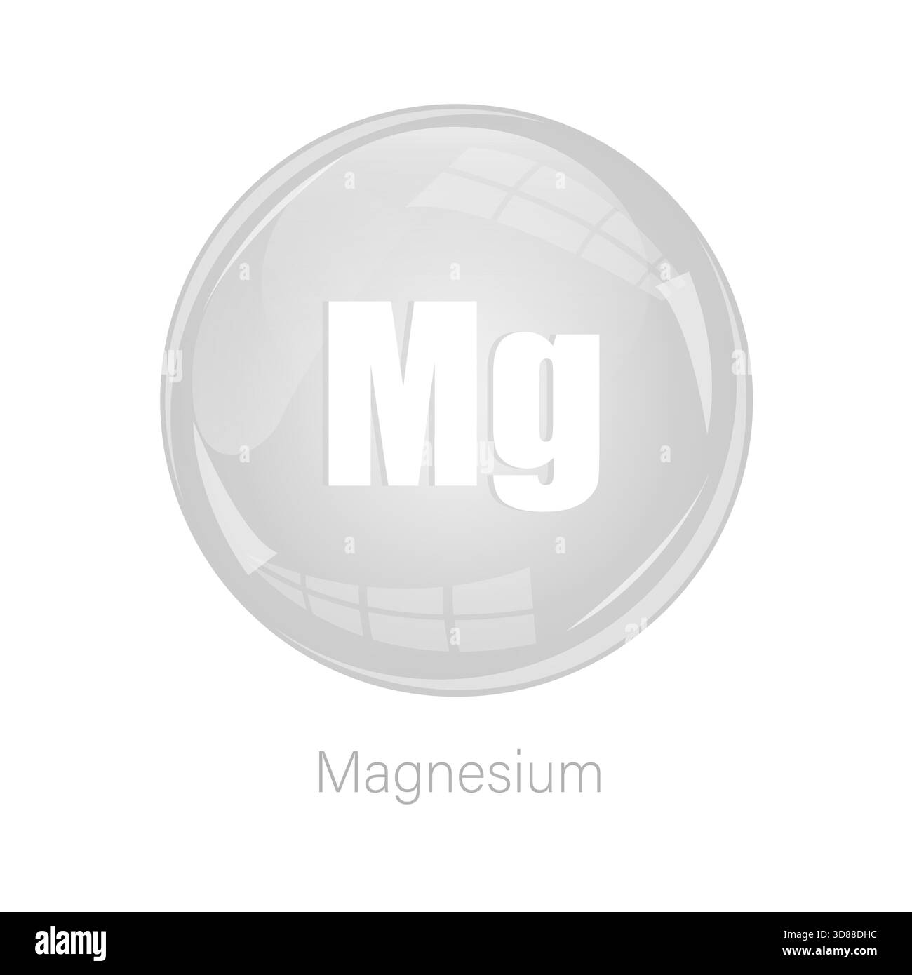 Magnesium chemical symbol. Mg element icon. Glossy sphere ball. Science ...