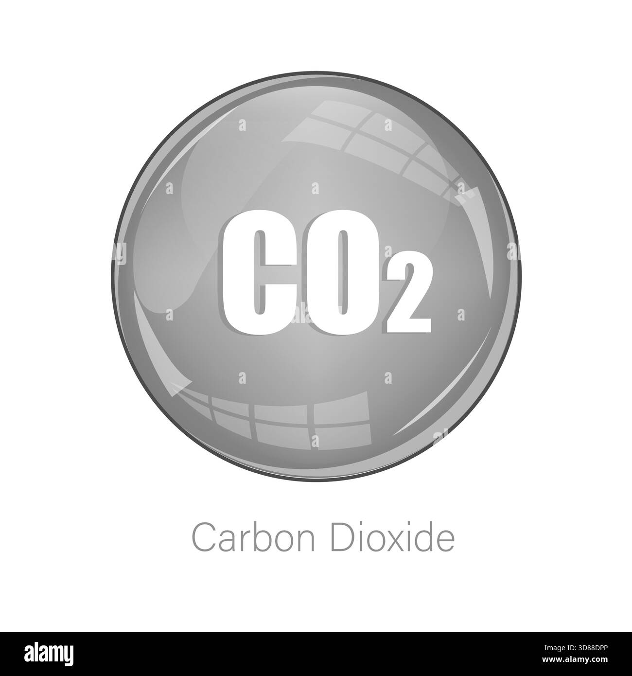 Carbon dioxide icon. Grey sphere symbol. Chemistry gas Vector. Science ...