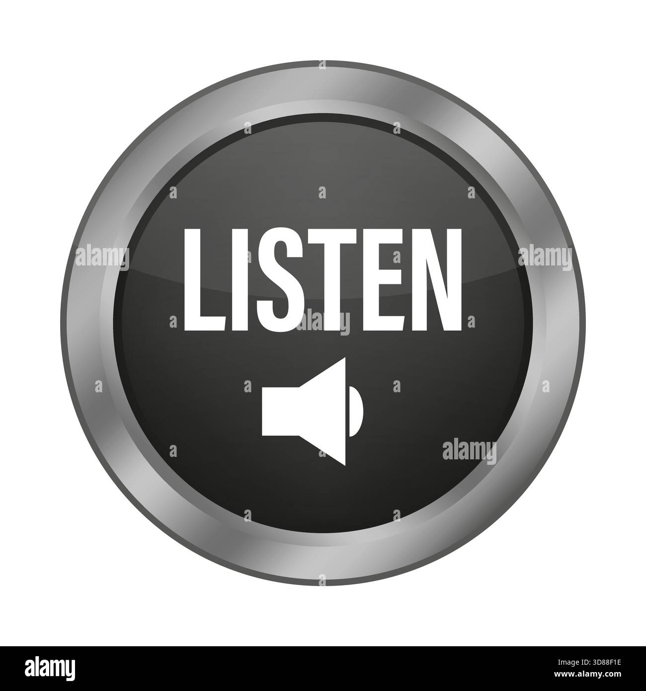 Listen button. Audio play icon. Black sound symbol. Digital media sign ...