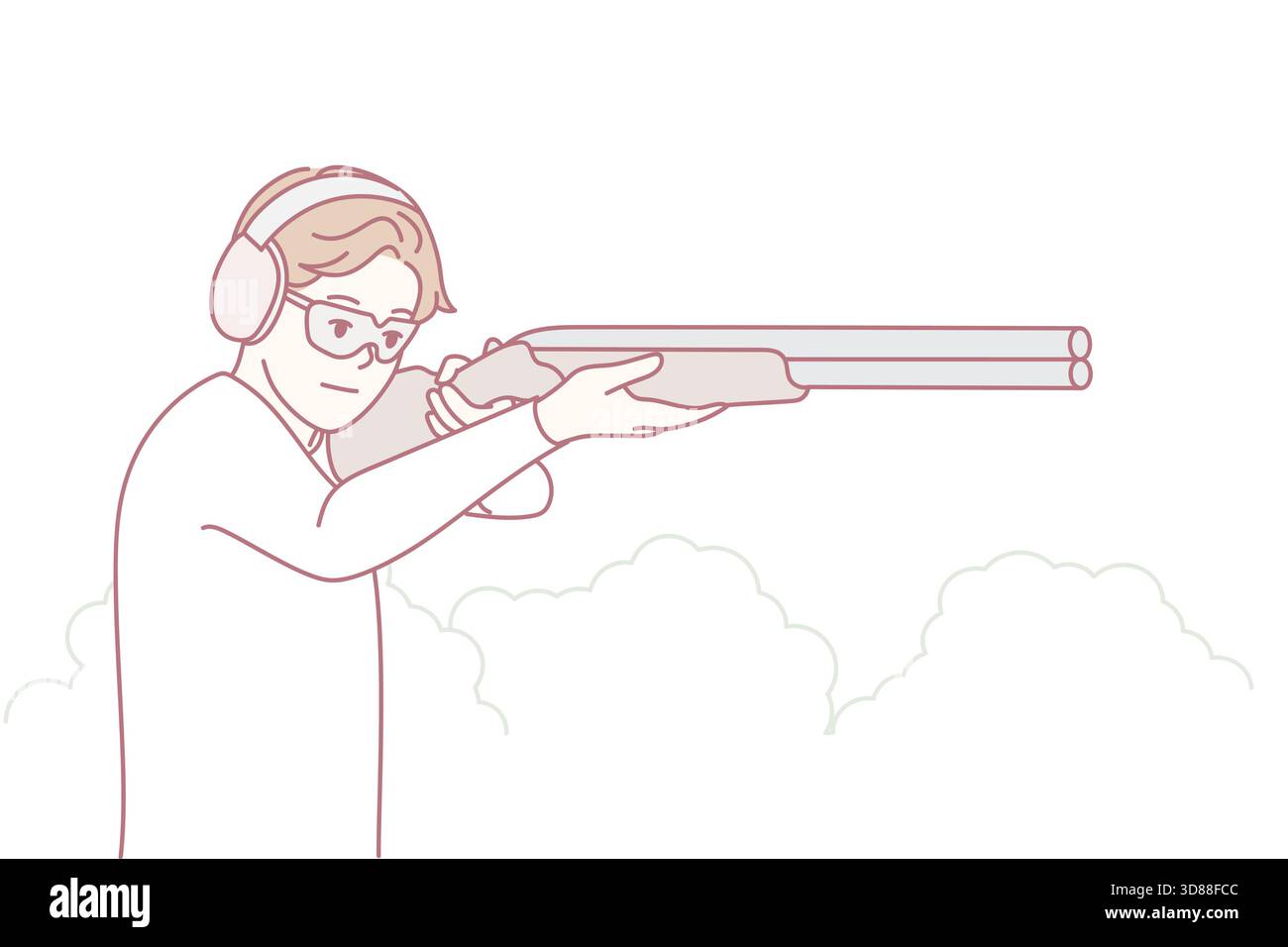 Target shooting focus, Serious shooter standing steady during outdoor ...