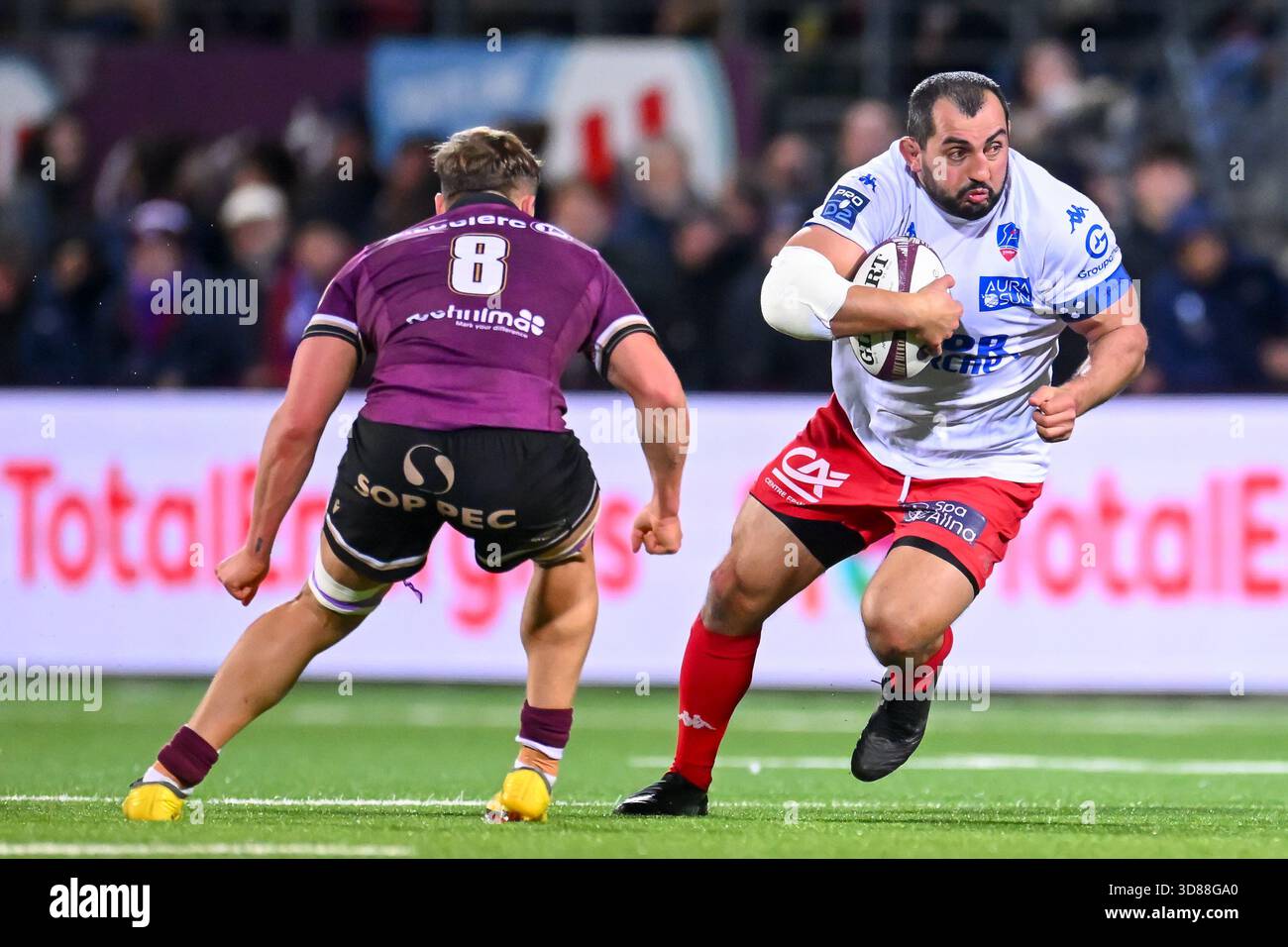 Mirian Burduli of Aurillac during the Pro D2 match between Soyaux and Aurillac at Stade Chanzy ...