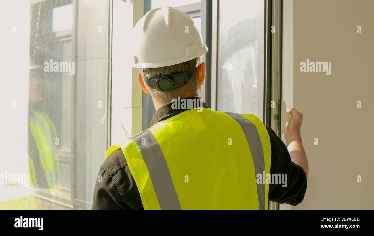 A construction foreman conducts an inspection at a construction site ...