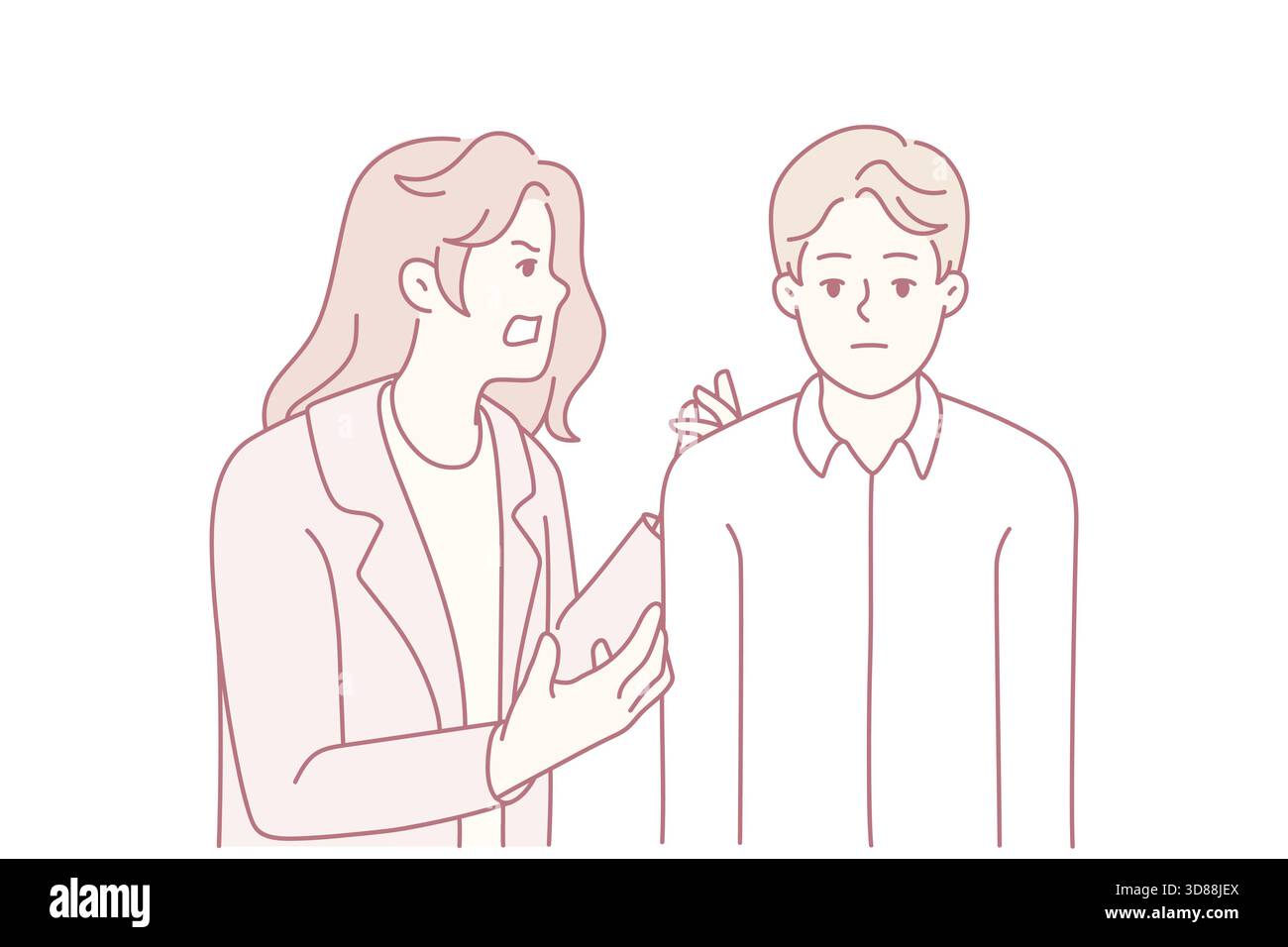 Aggressive annoying woman yelling at tired bored husband. Furious mad ...