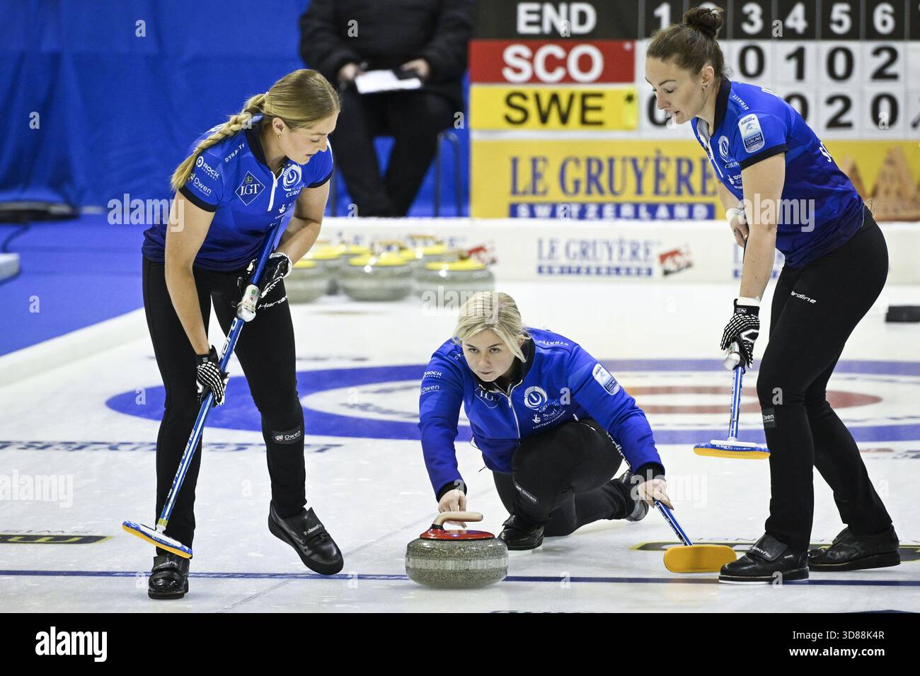 Sophie Sinclair, Sophie Jackson and Jennifer Dodds of Scotland compete ...