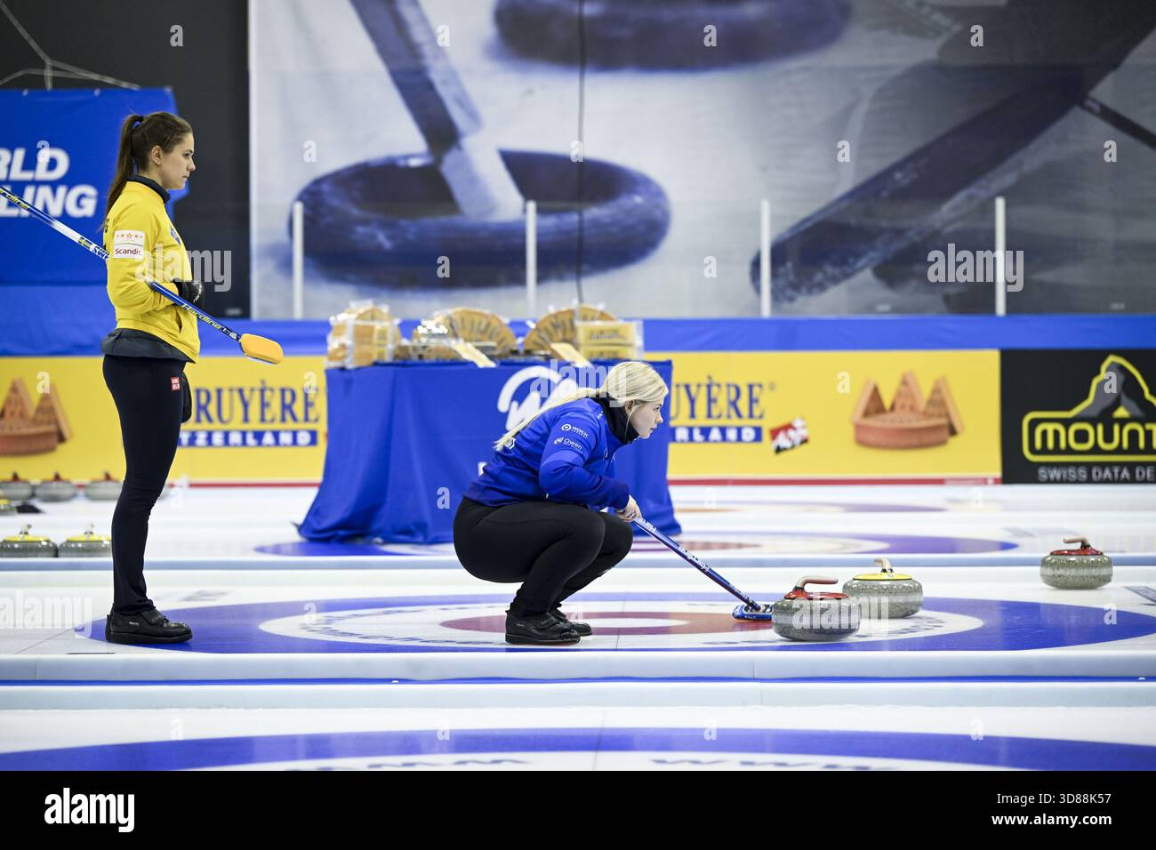 Anna Hasselborg of Sweden and Sophie Jackson of Scotland compete during ...
