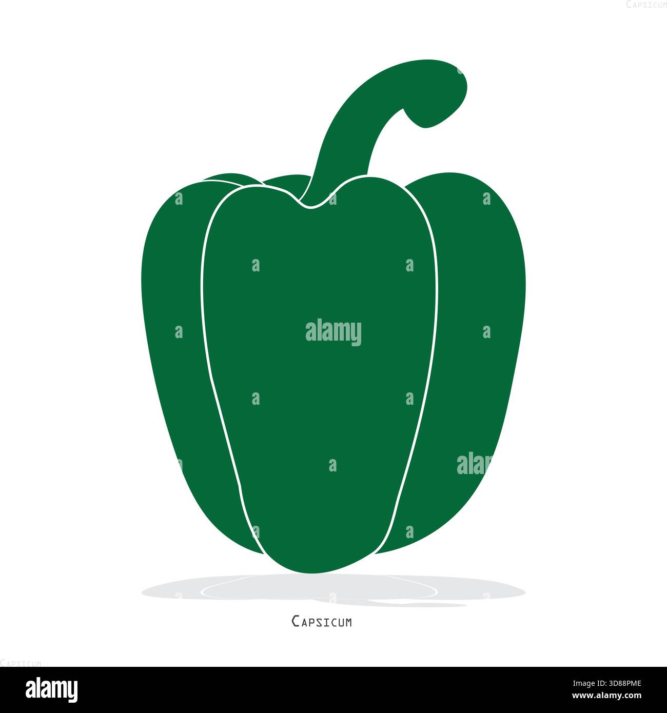 Bright green capsicum graphic design. Fresh bell pepper icon. Vegetable ...