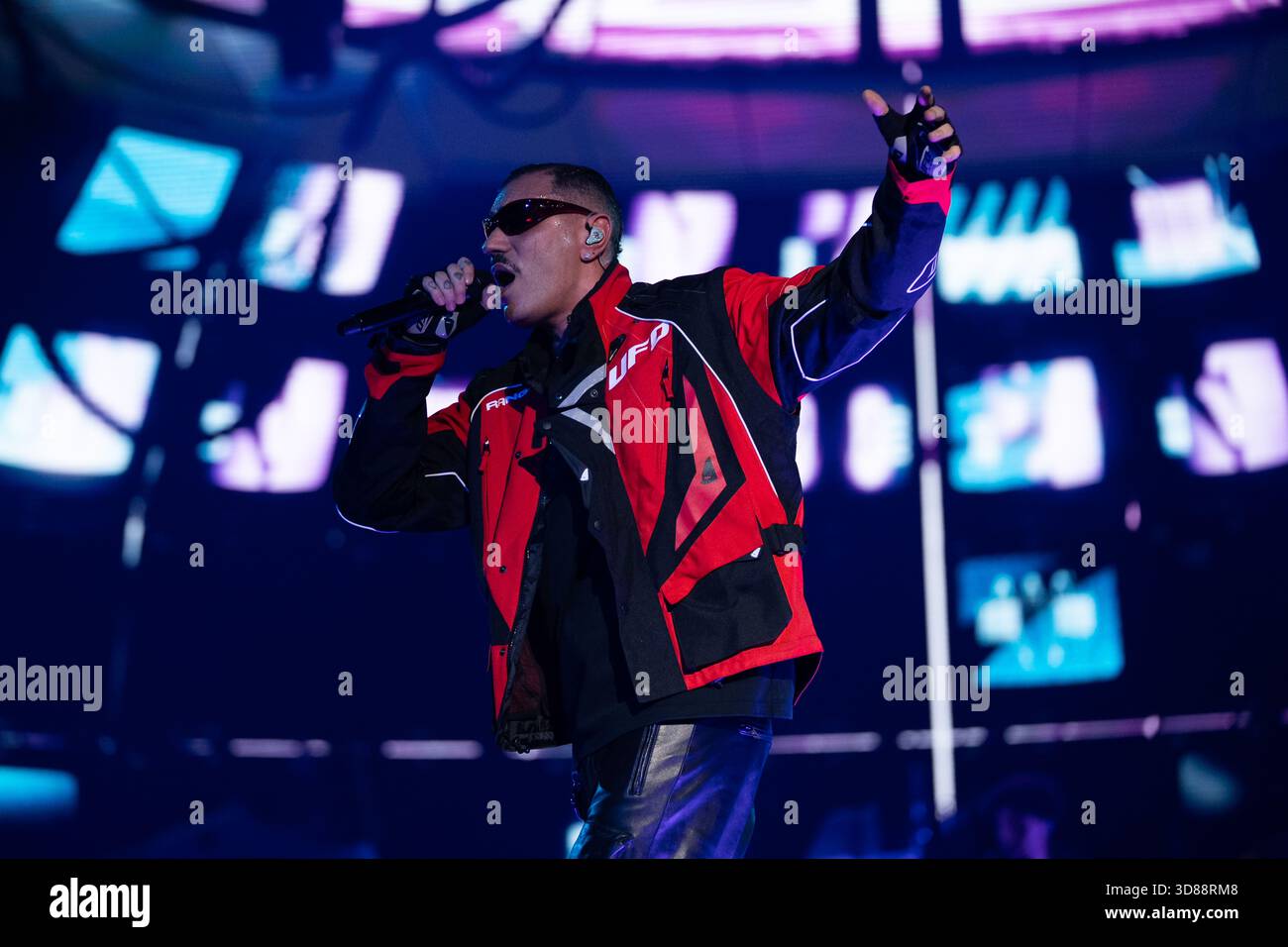 Fabio Bartolo Rizzo aka Marracash performs live at Palasele during the Marra Palazzi25 Tour ...