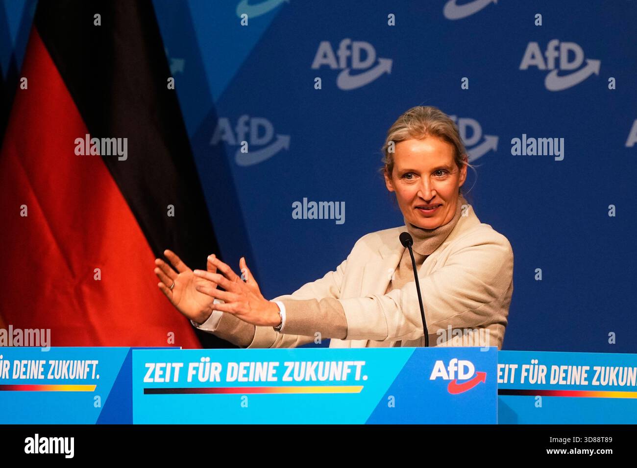 AfD party leader Alice Wridel speaks during the re-founding of the AfD ...