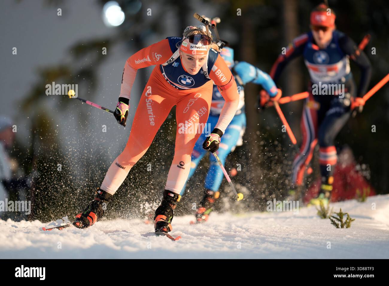 Switzerland's Amy Baserga, in action during the women's relay ...