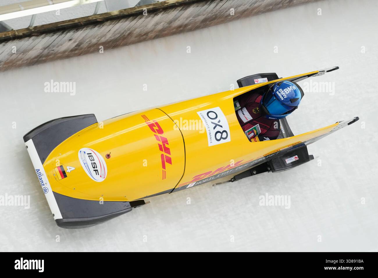 Kim Kalicki of Germany speeds down the track during the women's monobob ...