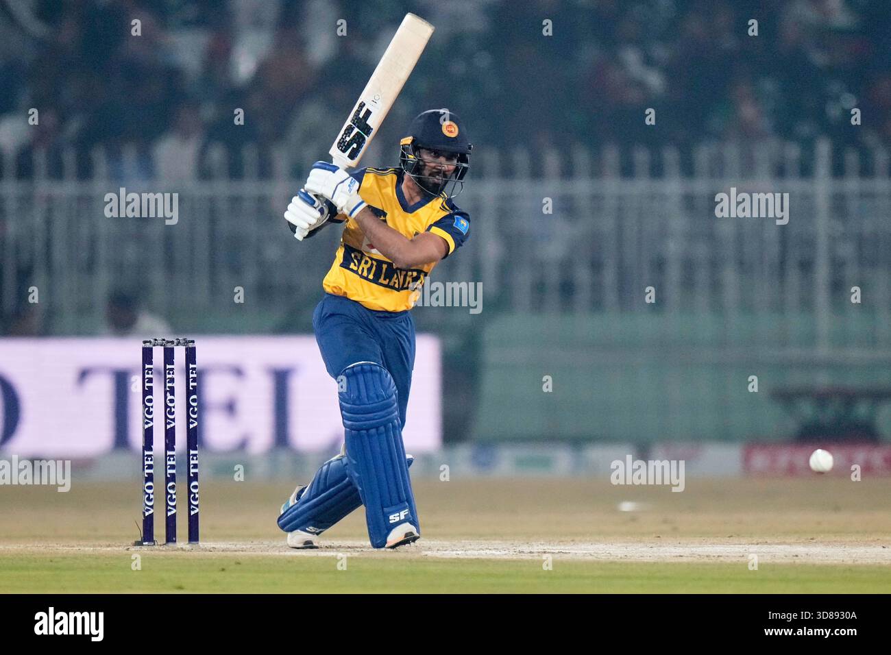 Sri Lanka's Kamil Mishara plays a shot during the final of tri-series ...