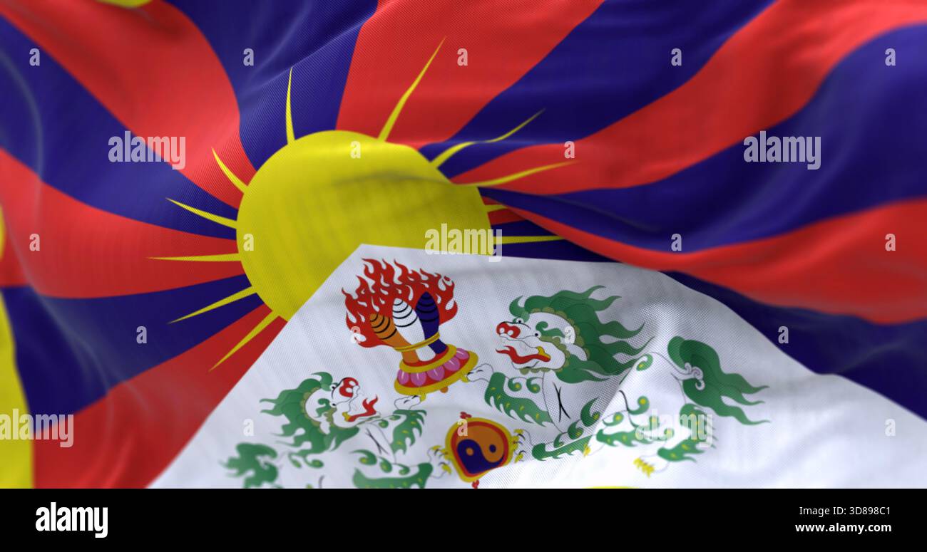 Tibetan flag waving snow lions hi-res stock photography and images - Alamy