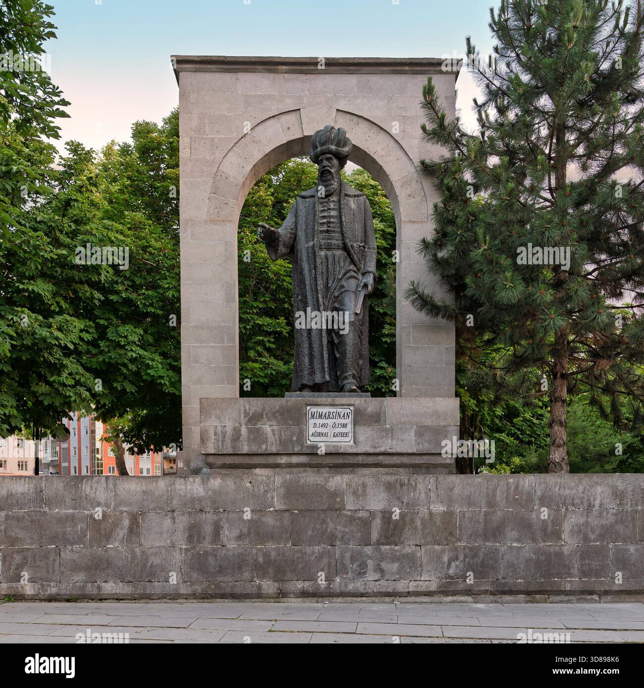 Mimar Sinan statue, a prominent landmark in Agirnas. The renowned ...