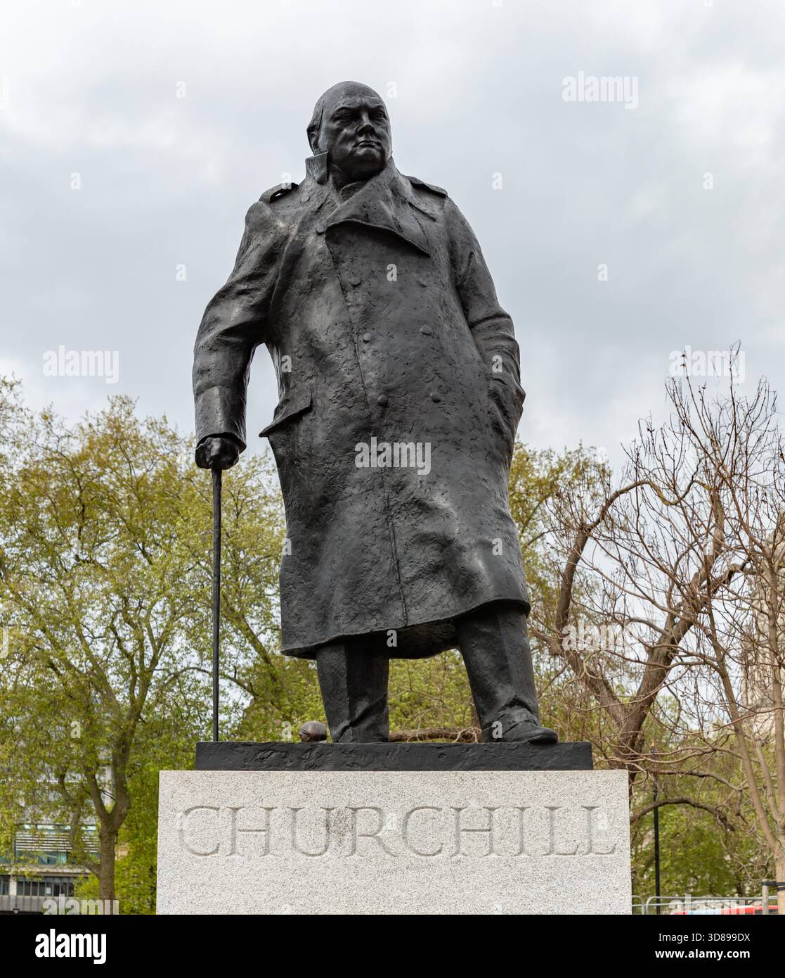 A picture of the statue of Sir Winston Churchill at the Parliament ...