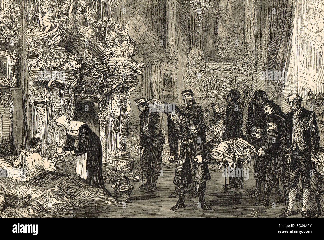 Wounded soldiers being treated at the palace of versailles hi-res stock ...
