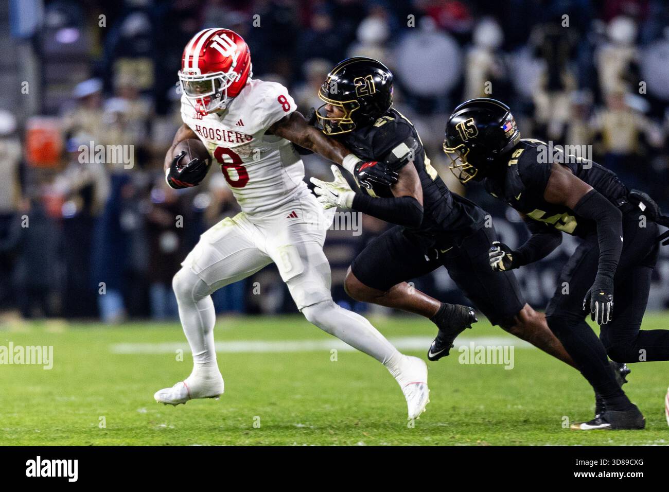 November 28, 2025: Indiana running back Kaelon Black (8) runs with the ...