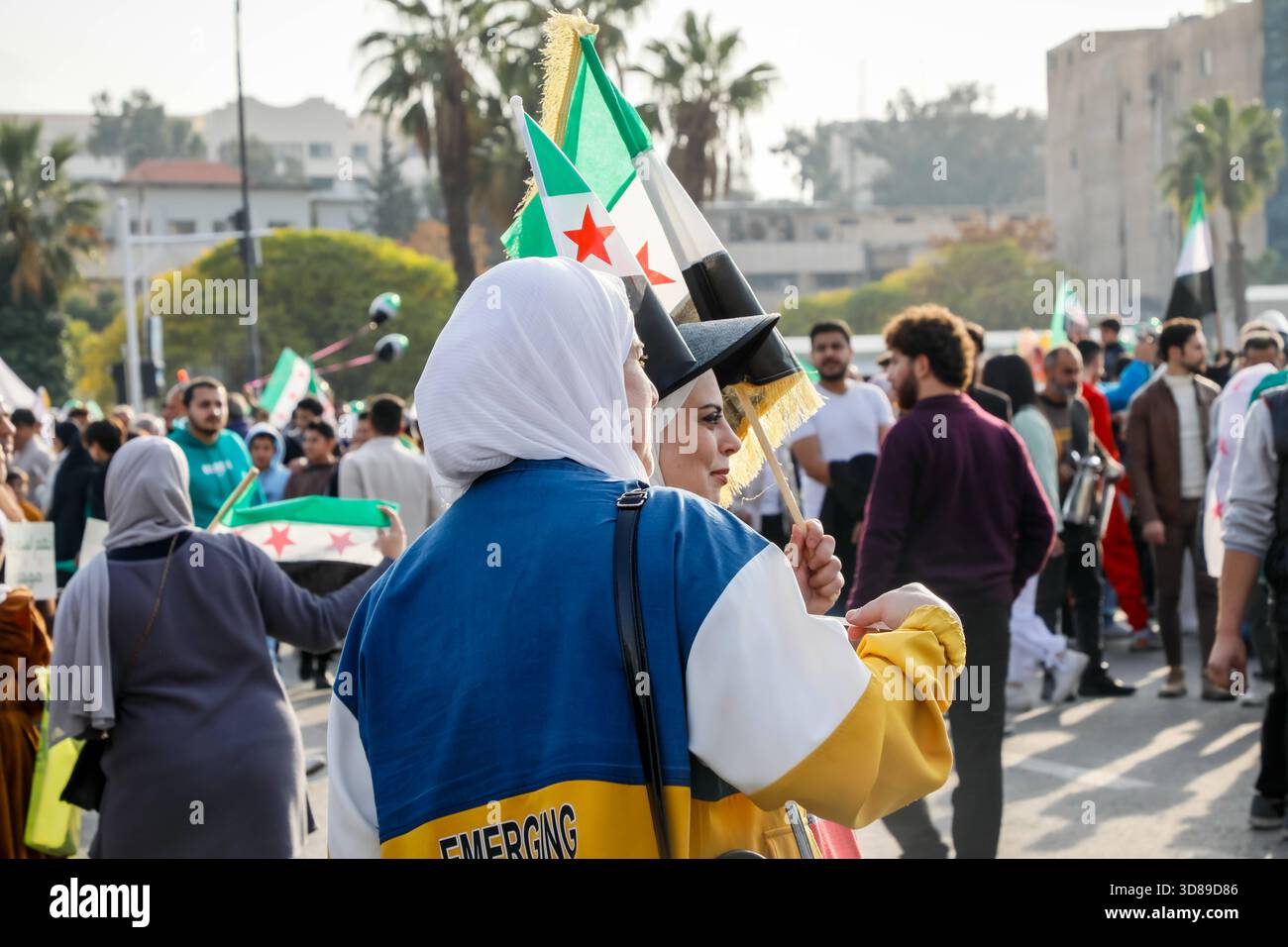 Syrians Celebrate Anniversary of Bashar al-Assads Fall Damascus, Syria ...
