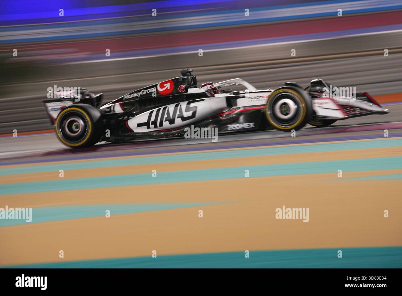 Haas driver Esteban Ocon of France steers his car during the first ...