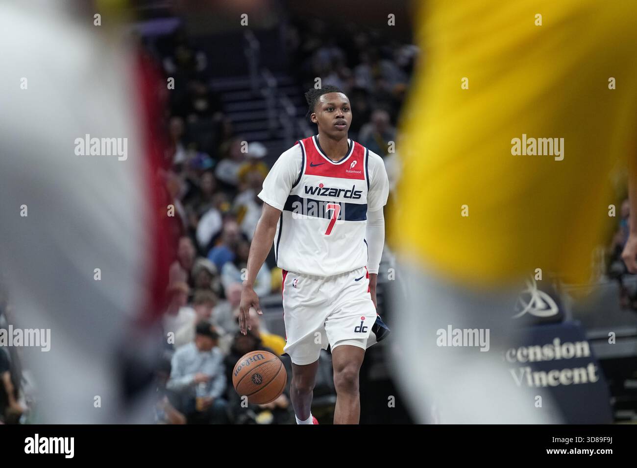 Washington Wizards guard Bub Carrington (7) in action during an NBA Cup ...