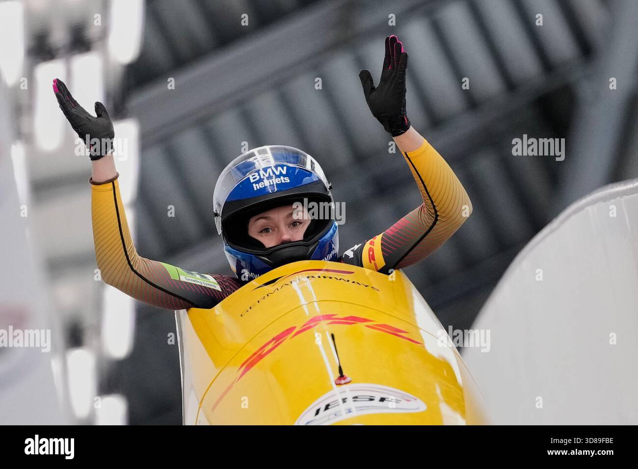 Second placed Laura Nolte of Germany celebrates during the women's ...
