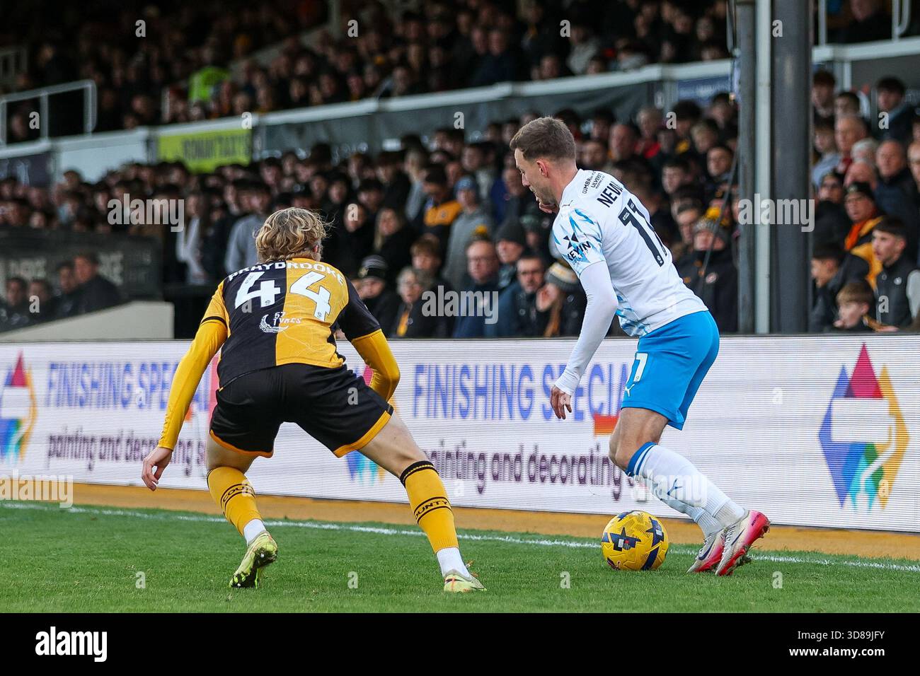 44, Sammy Braybrooke of Newport County & 11, Elliot Newby of Barrow AFC ...