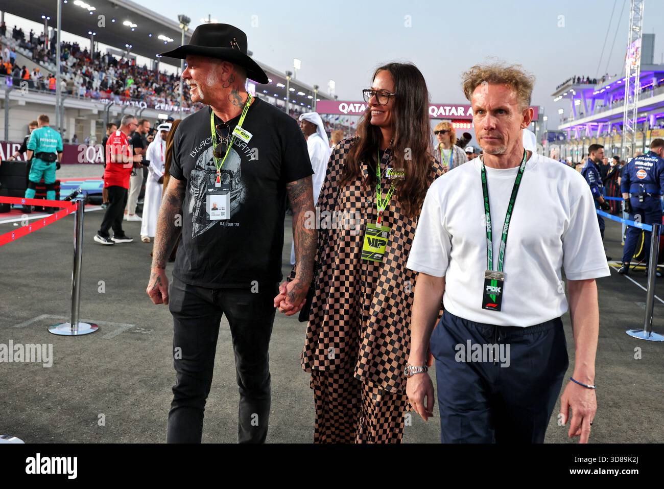 (L to R): James Hetfield (USA) Metallica with Adriana Gillett on the ...