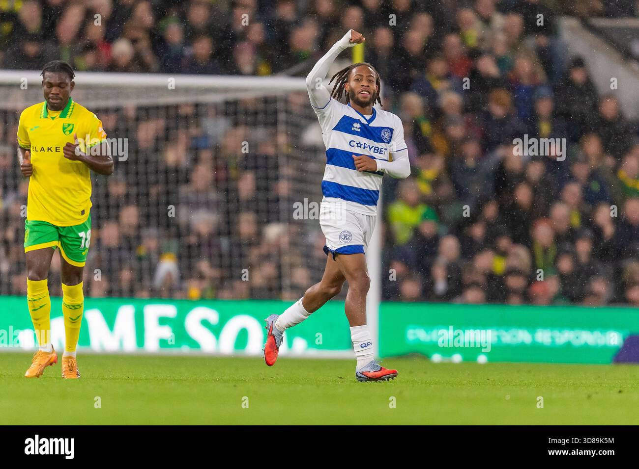 Rumarn Burrell of Queens Park Rangers celebrates scoring his team's ...