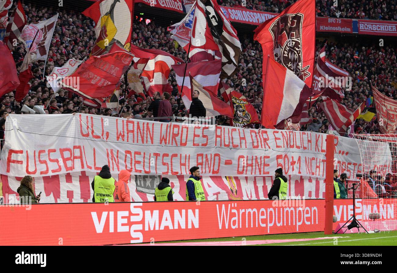 Fans supporters Bayern with banner Munich, November 29, 2025, football ...